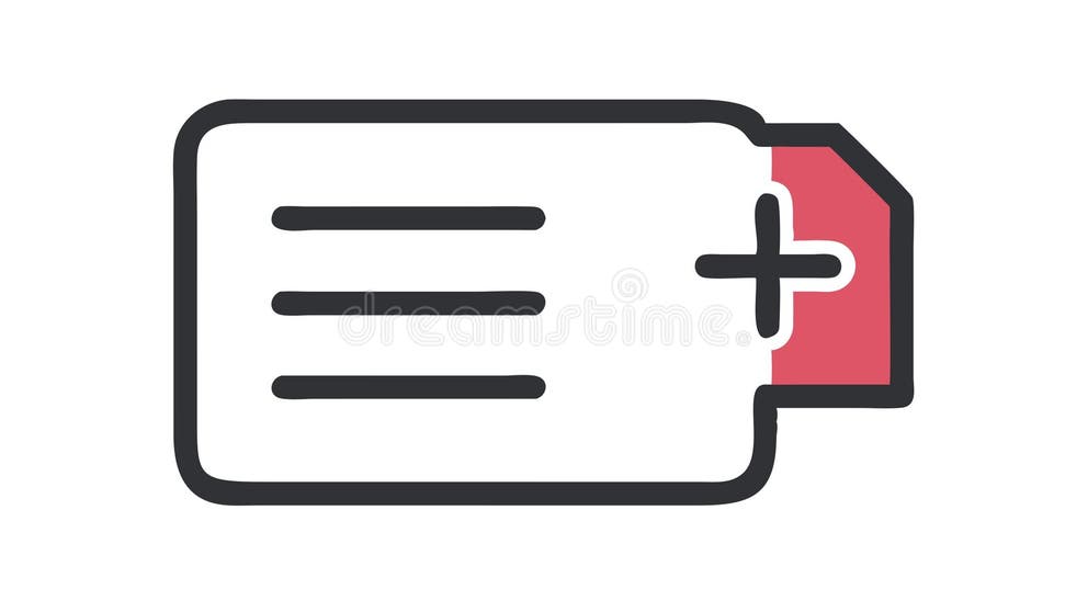 Document with Plus Sign Flat Icon for Add File or New Document, Vector ...