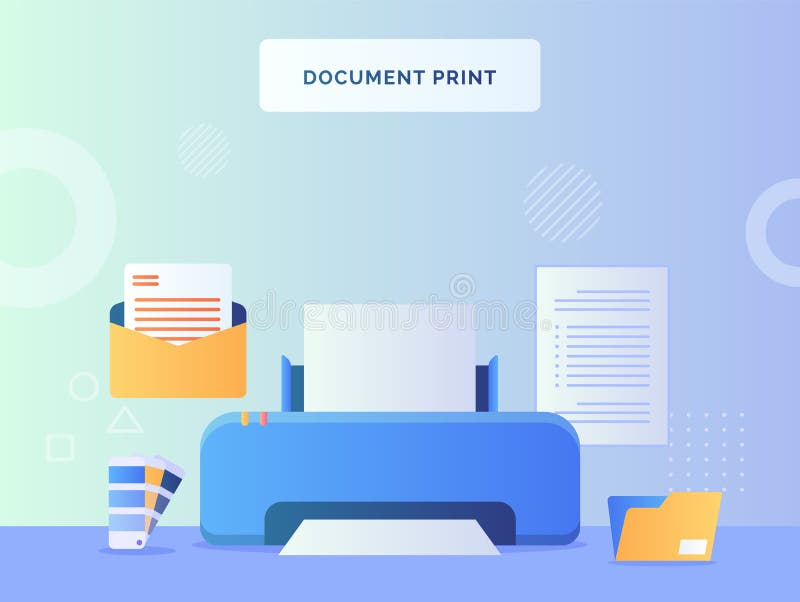Document Print on Machine Background of Open Mail File Folder Pallet ...