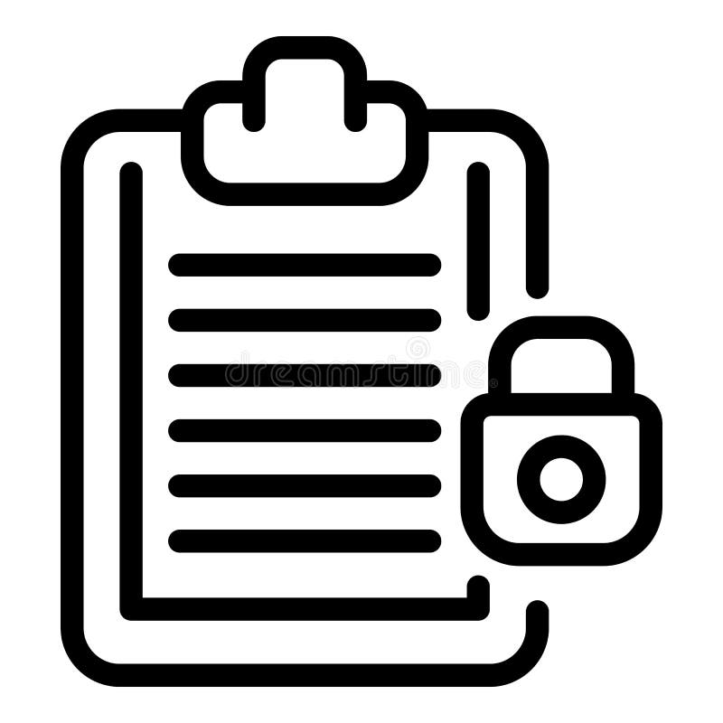 Document Privacy Icon, Outline Style Stock Vector - Illustration of ...