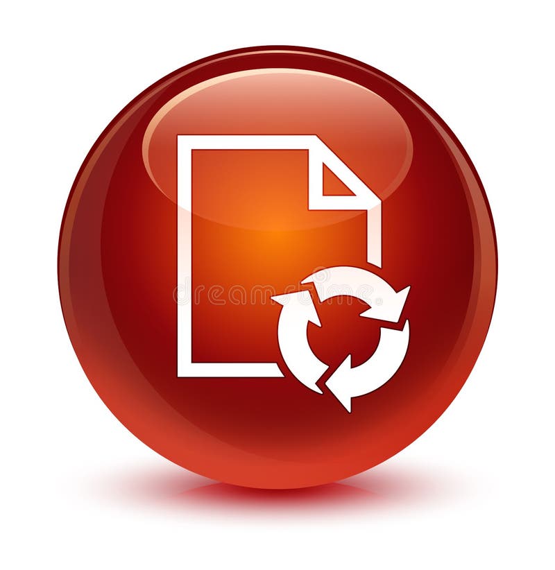 Document Process Icon Glassy Brown Round Button Stock Illustration ...