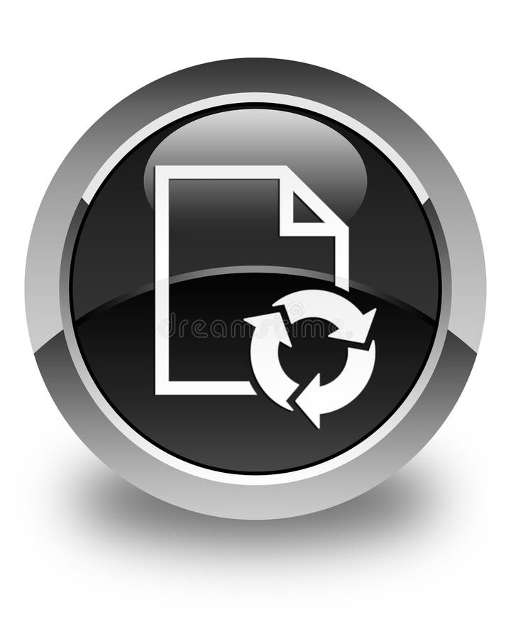 Document Process Icon Glossy Black Round Button Stock Illustration ...