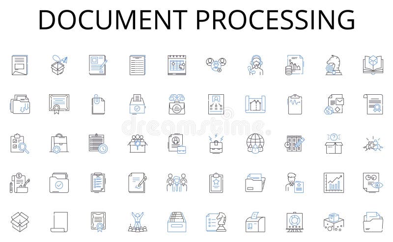Document Processing Line Icons Collection. Eco-friendly, Responsibility ...