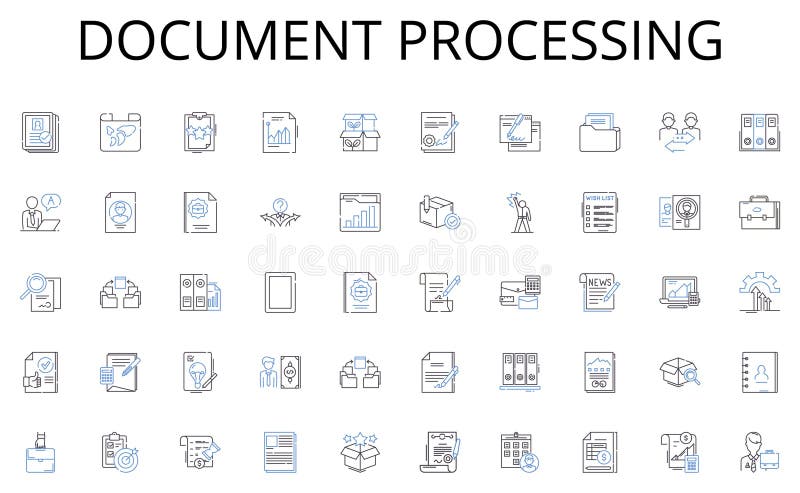 Document Control Line Icons Collection Compliance Records Approval