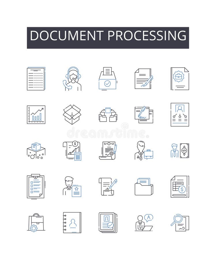 Document Processing Line Icons Collection. Report Analysis, File ... Document Processing Line Icons Collection. Report Analysis, File ...
