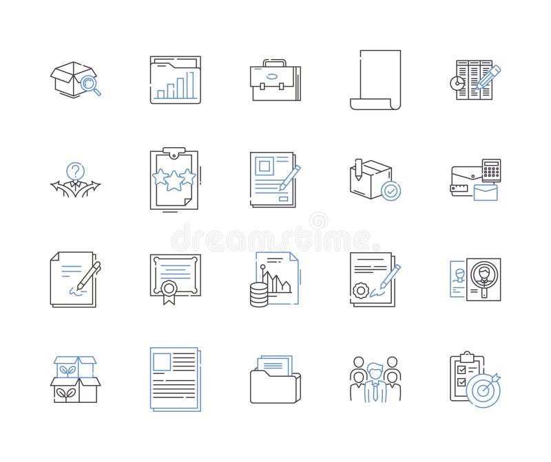 Document Processing Outline Icons Collection Documentation Processing