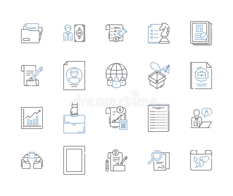 Document Processing Outline Icons Collection Documentation Processing