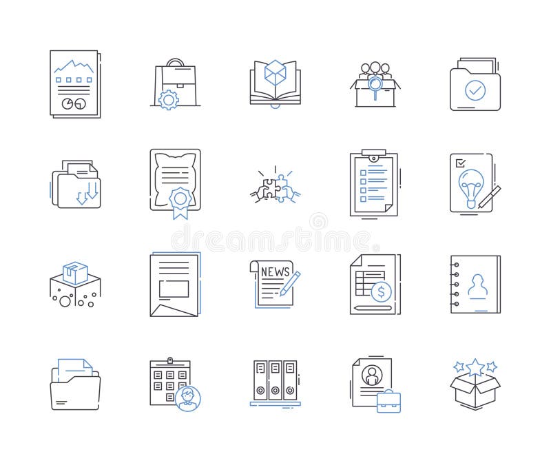 Document Processing Outline Icons Collection Documentation Processing
