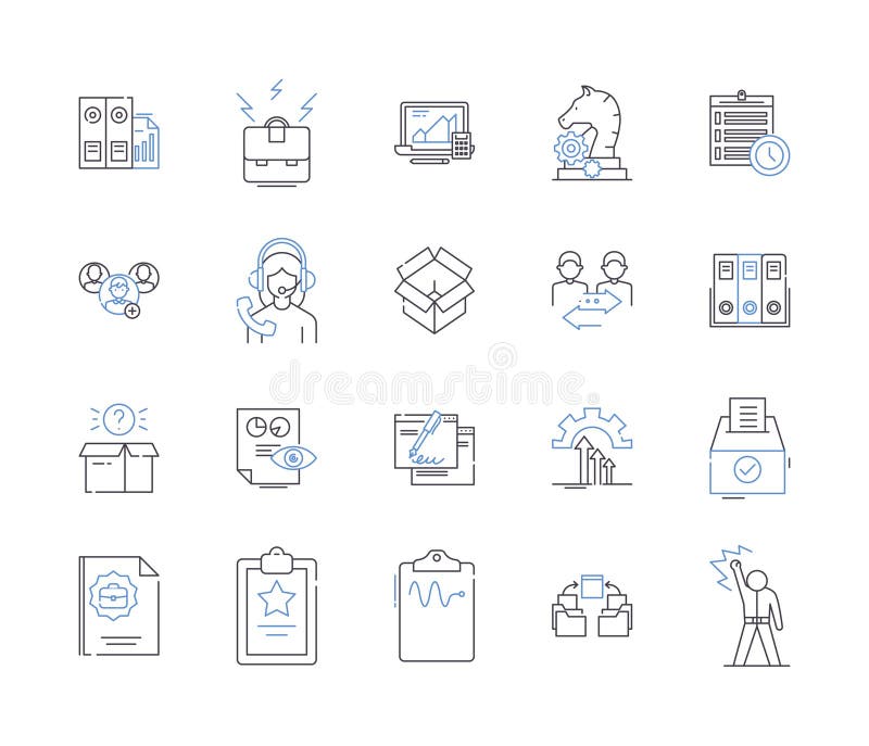 Document Processing Outline Icons Collection Documentation Processing Editing Scanning