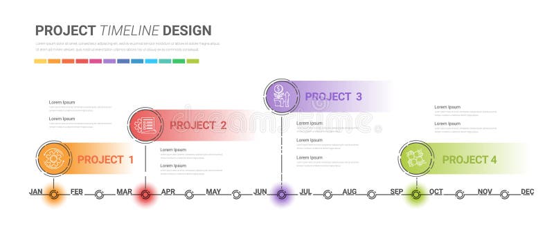 Project Schedule Year Chart, Overview Planning Timeline Vector Diagram ...