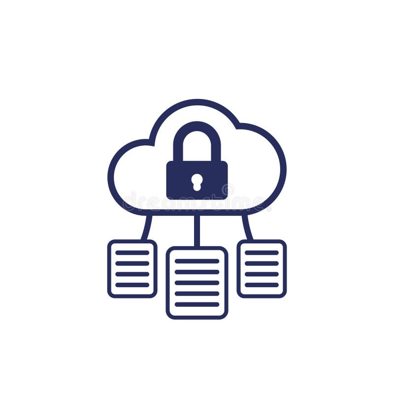 Document Protection in Cloud Icon on White Stock Vector - Illustration ...