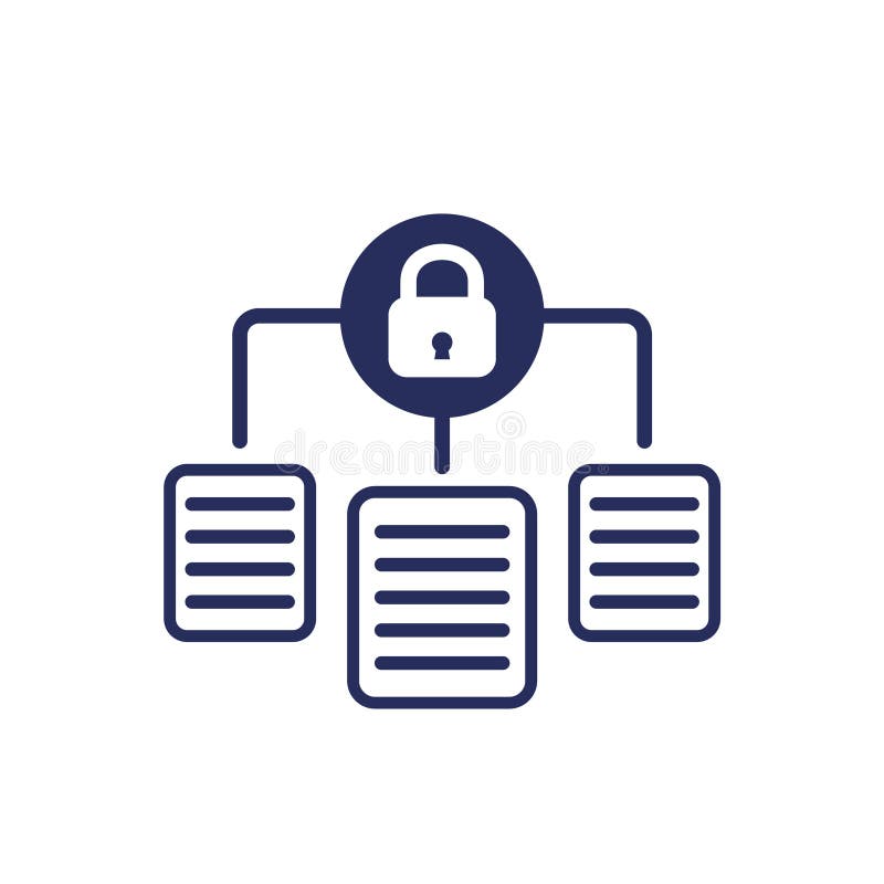 Document Protection, Data Security Icon on White Stock Vector ...