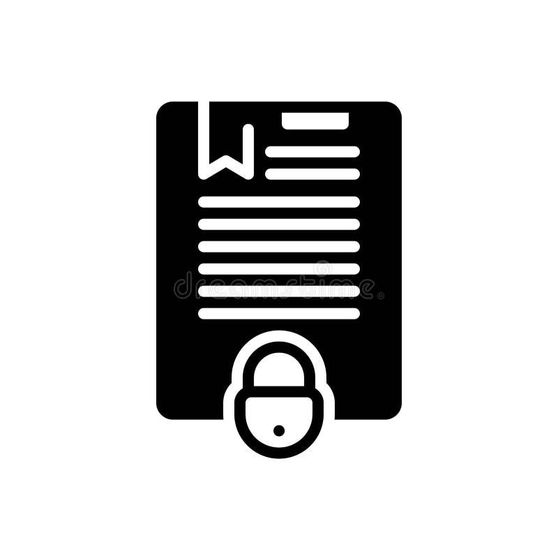 Black Solid Icon for Document Protection, Data and File Stock ...