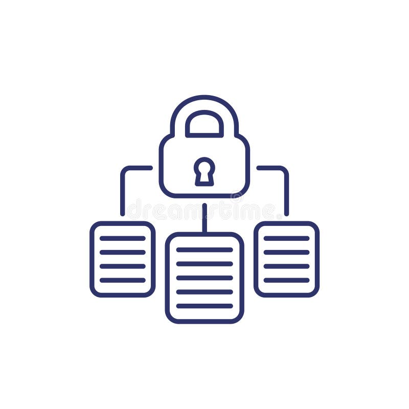 Document Protection Icon, Line Design Stock Vector - Illustration of ...