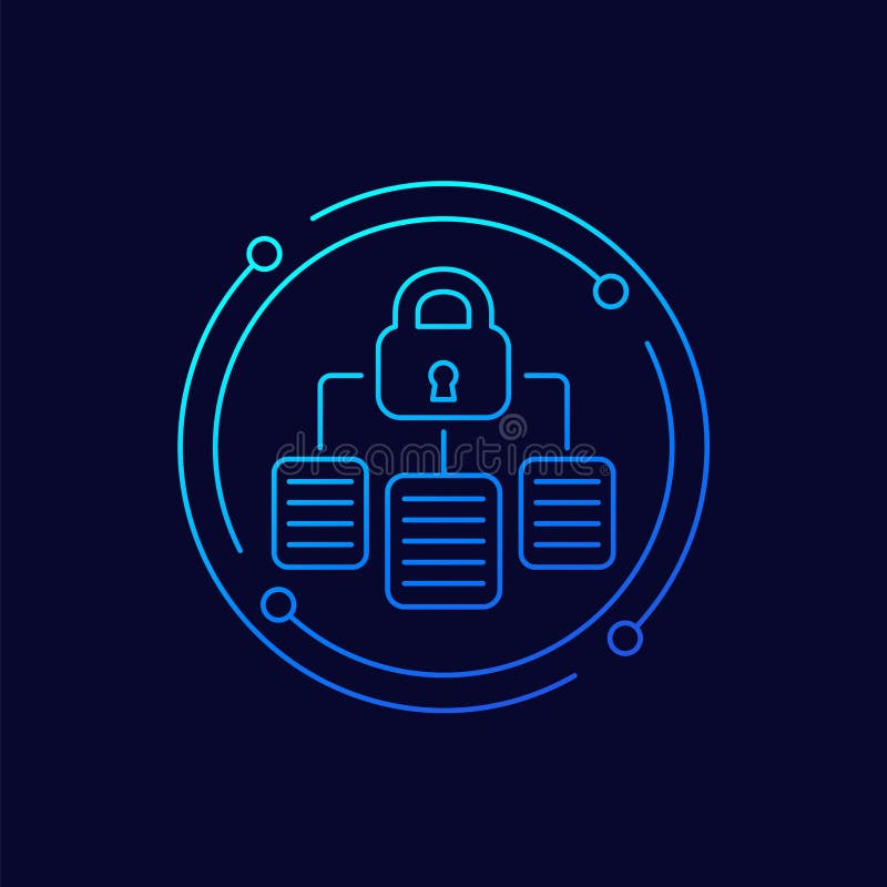 Document Protection Icon, Linear Vector Stock Vector - Illustration of ...