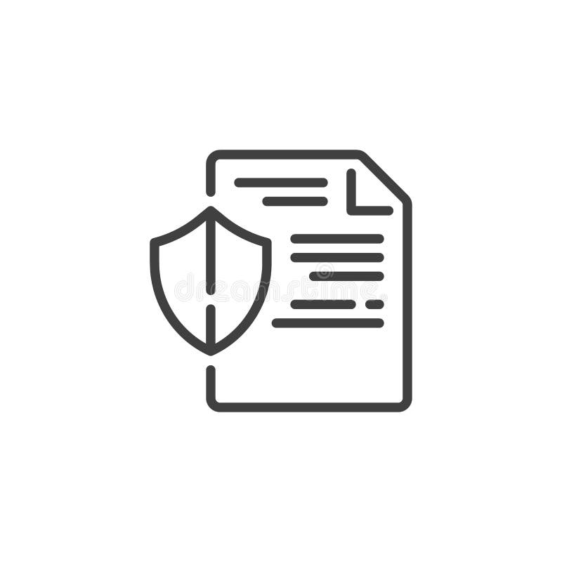 Document Protection Line Icon Stock Vector - Illustration of thin ...