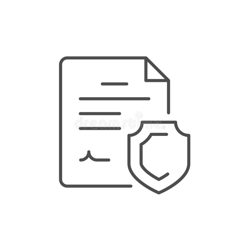 Document Protection Line Outline Icon Stock Vector - Illustration of ...