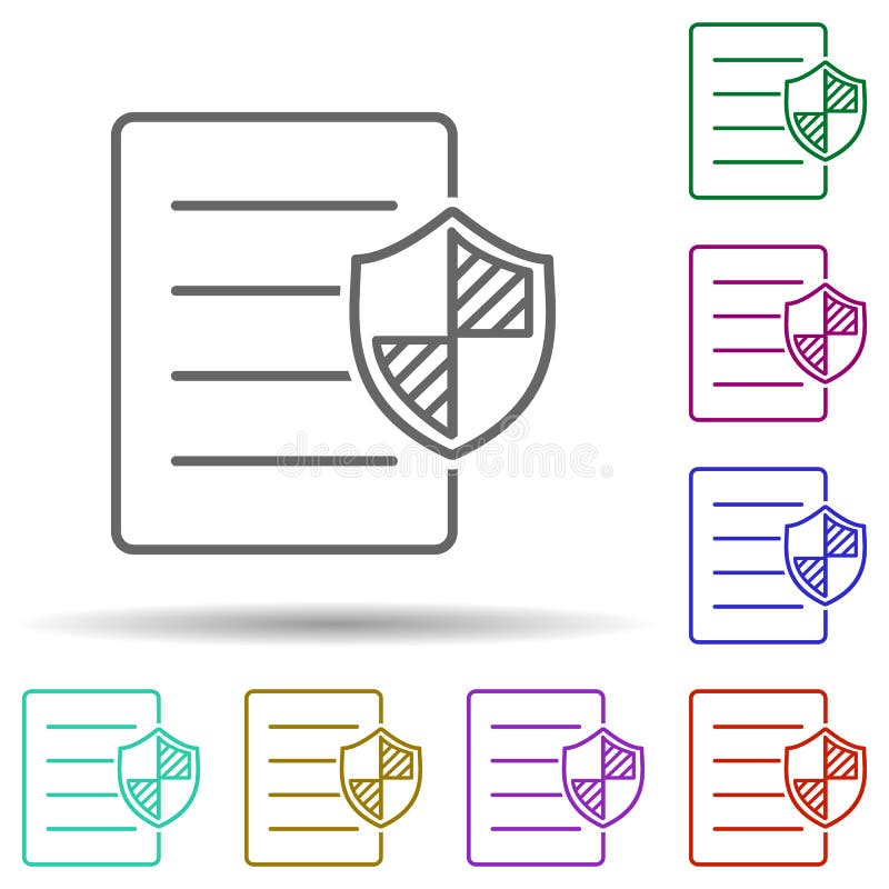 Document Protection Multi Color Icon. Simple Thin Line, Outline Vector ...