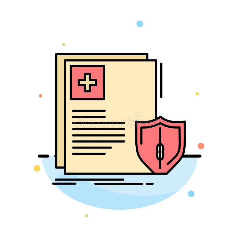 Document, Protection, Shield, Medical, Health Abstract Flat Color Icon ...