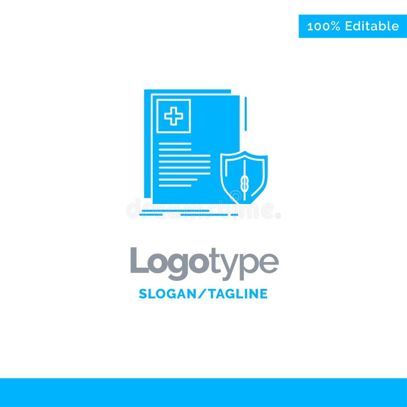 Document, Protection, Shield, Medical, Health Blue Solid Logo Template ...