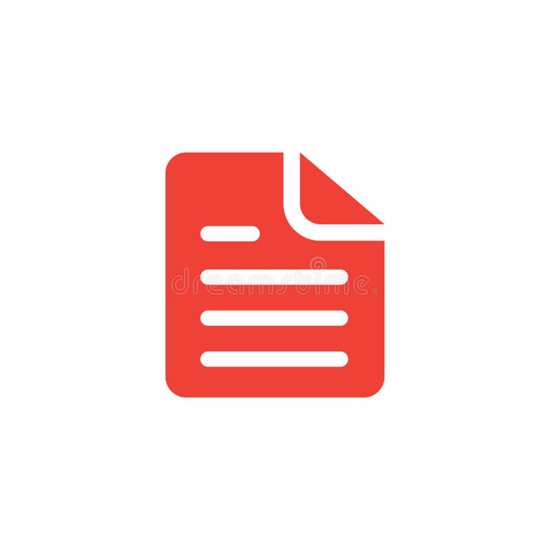 Document Red Icon on White Background. Red Flat Style Vector ...