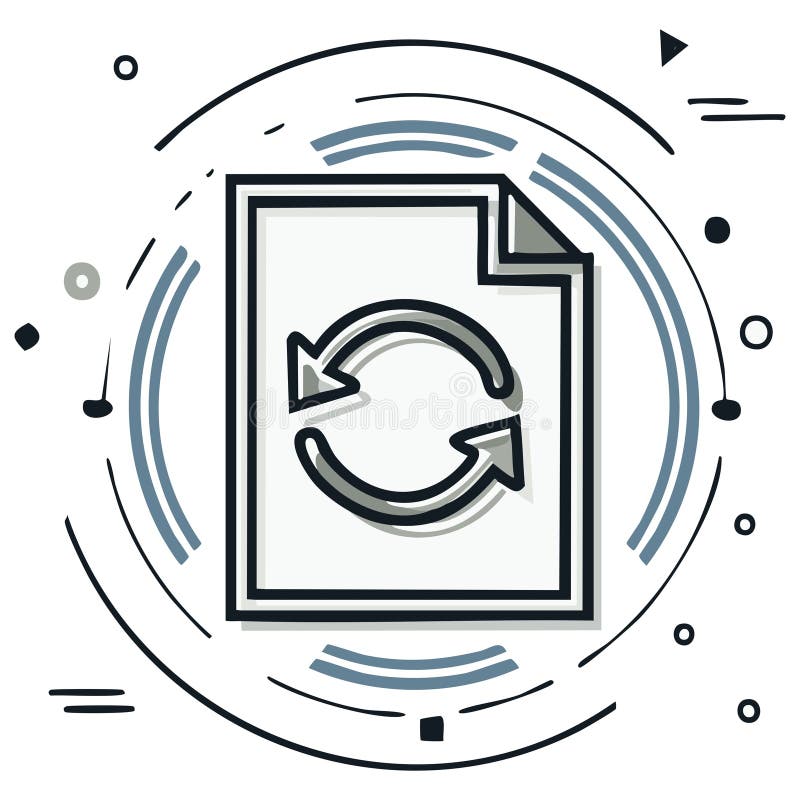 Document with Refresh Arrows Icon Concept Art with Abstract Circle and ...