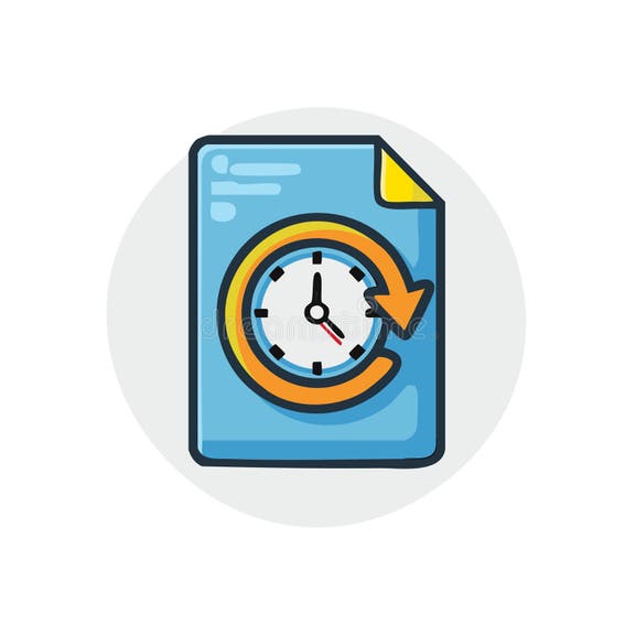 Document Refresh Icon with Clock and Arrow Cycle, Deadline Reminder ...