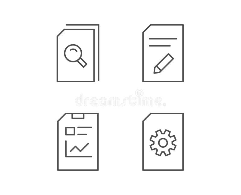 Document, Report and Edit File Line Icons. Stock Vector - Illustration ...