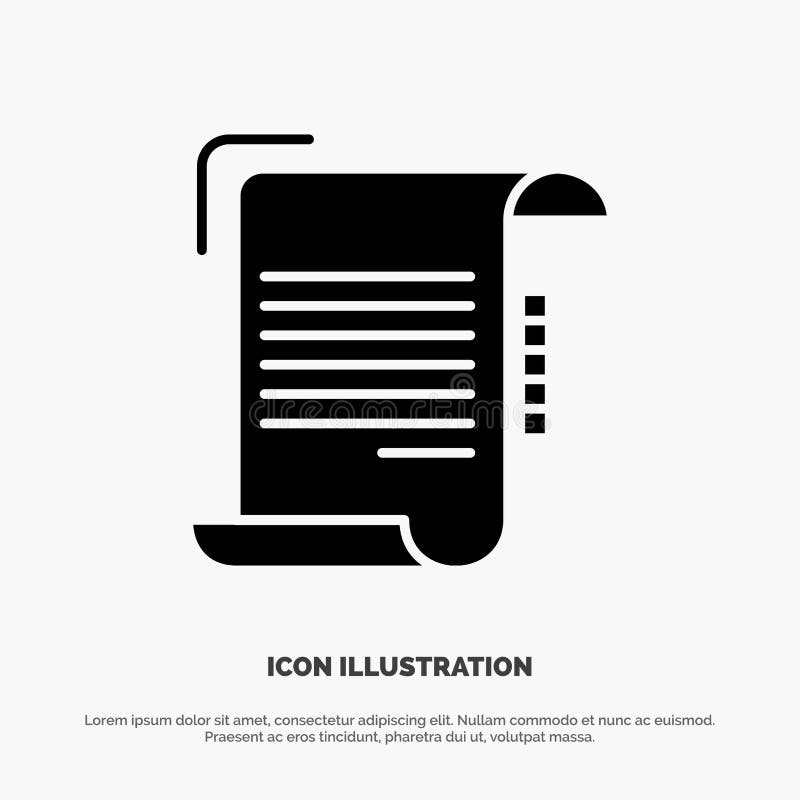 Document, Report, Note, Paper, Guidelines Solid Black Glyph Icon Stock ...