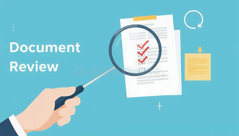 Document Review Checklist with Magnifying Glass Stock Photo - Image of ...