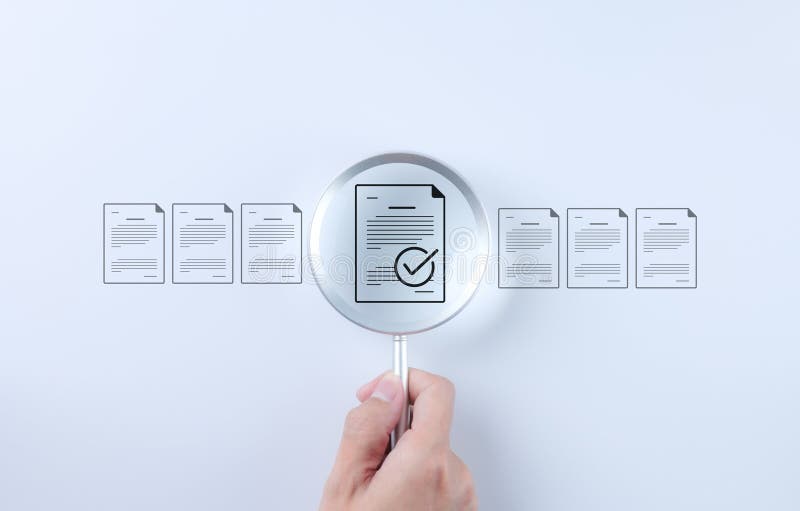 Document Review Process and Quality Control Concept. Hand Holding ...