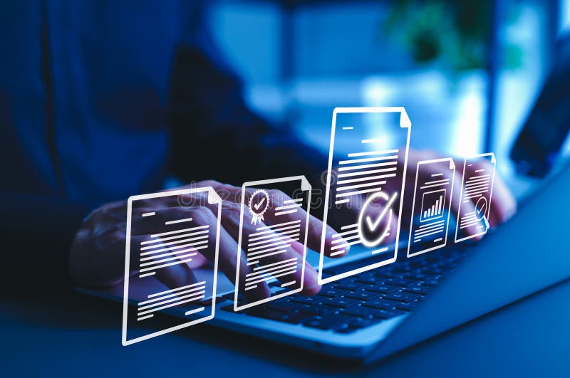 Document Review and Quality Control Process Concept. Person Using ...