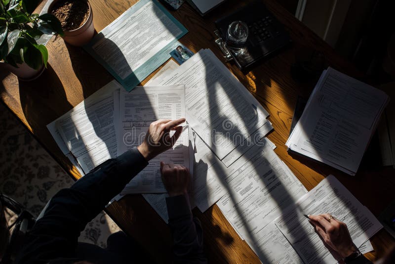 Document Review on Table stock illustration. Illustration of creative ...