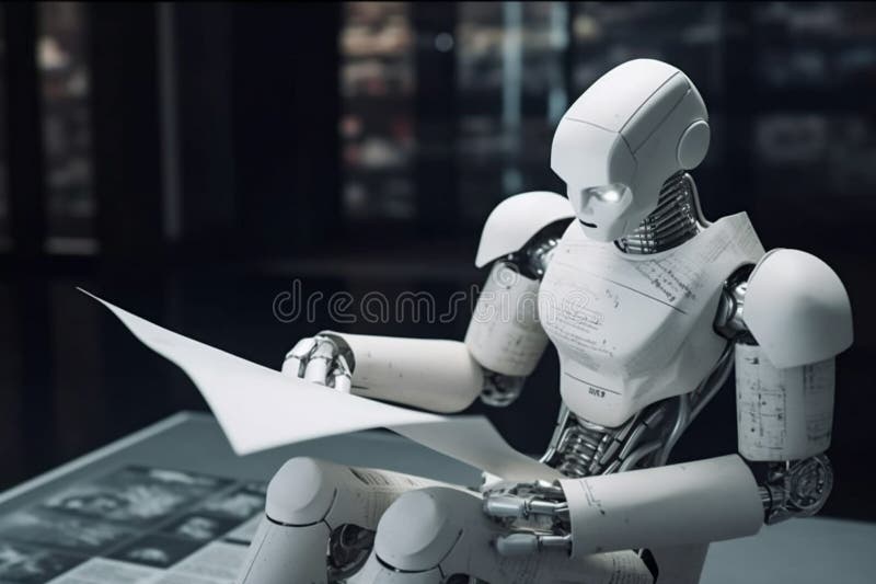 Robot Ai Office Paper Artificial Laptop Digital Document Hand ...