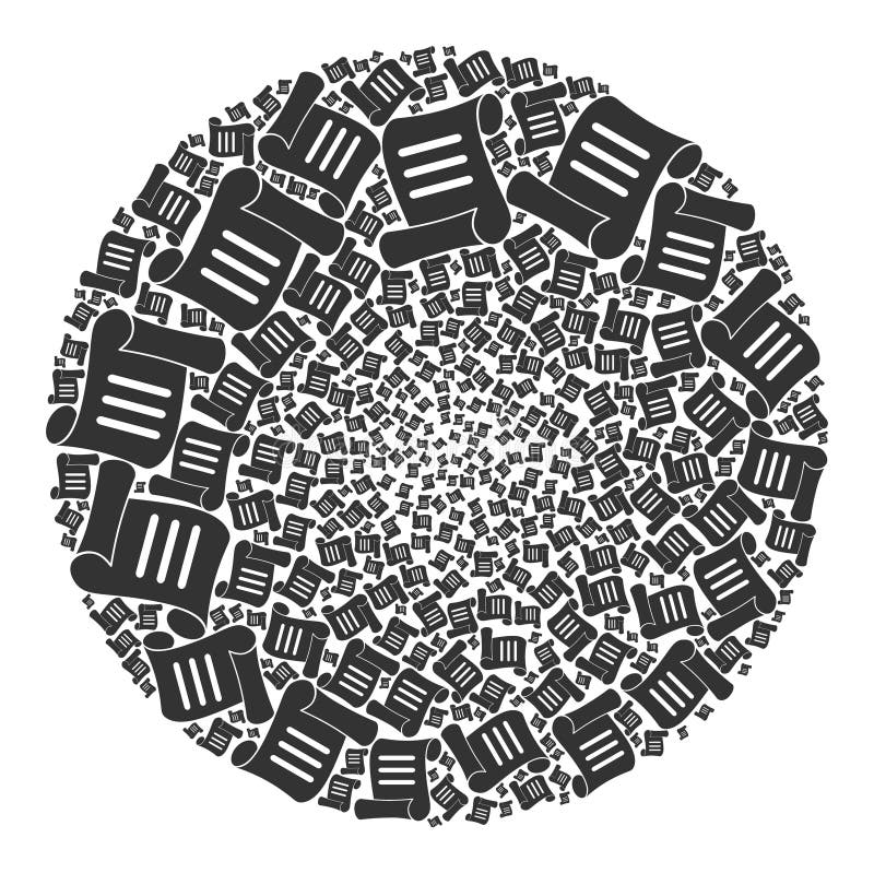 Document Roll Icon Spheric Cluster Collage Stock Vector - Illustration ...