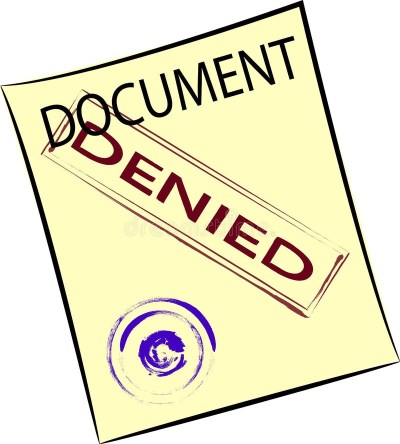 Document with Round Seal and Stamp Denied Stock Vector - Illustration ...