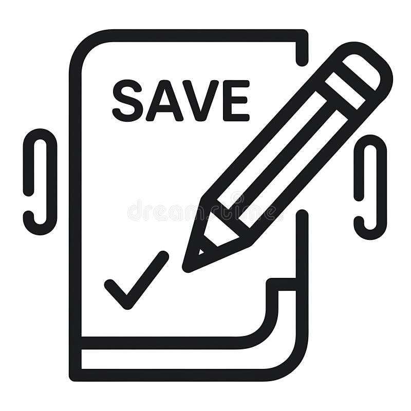 Savings Plan Document Checklist Pencil Checkmark Paperclip Icon Stock ...