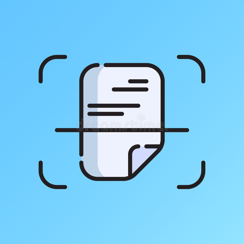 Document Scan Icon Vector Illustration. Flat Outline Cartoon. Cyber ...