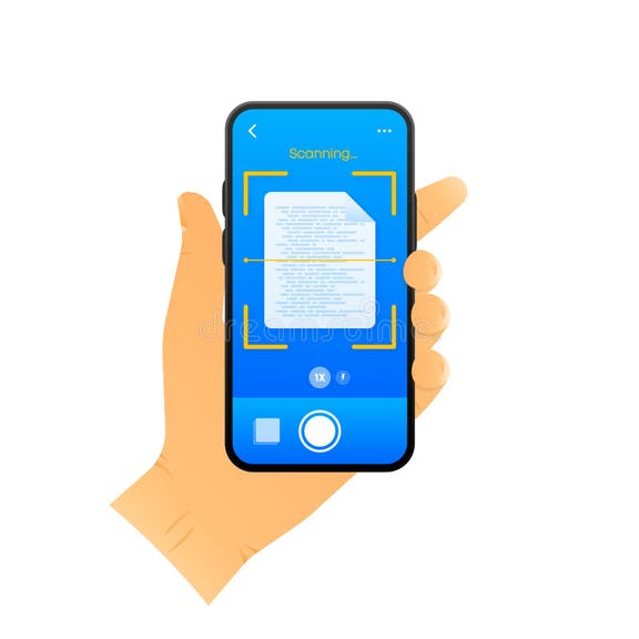 Document Scanner in Smartphone. Phone Interface Template. Digital ...