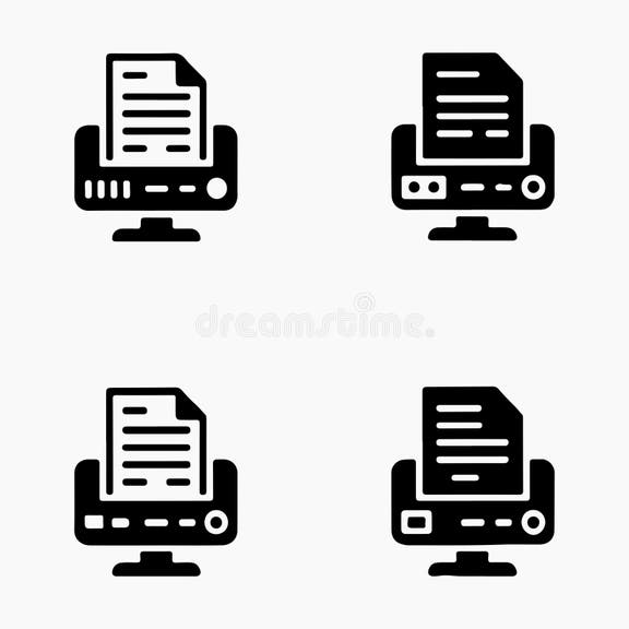 Document Scanner Solid Icons Office Devices Pack Stock Vector ...