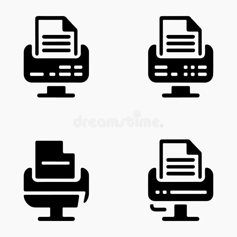 Document Scanner Solid Icons Document Scan Set Stock Vector - Illustration of tool, business ...