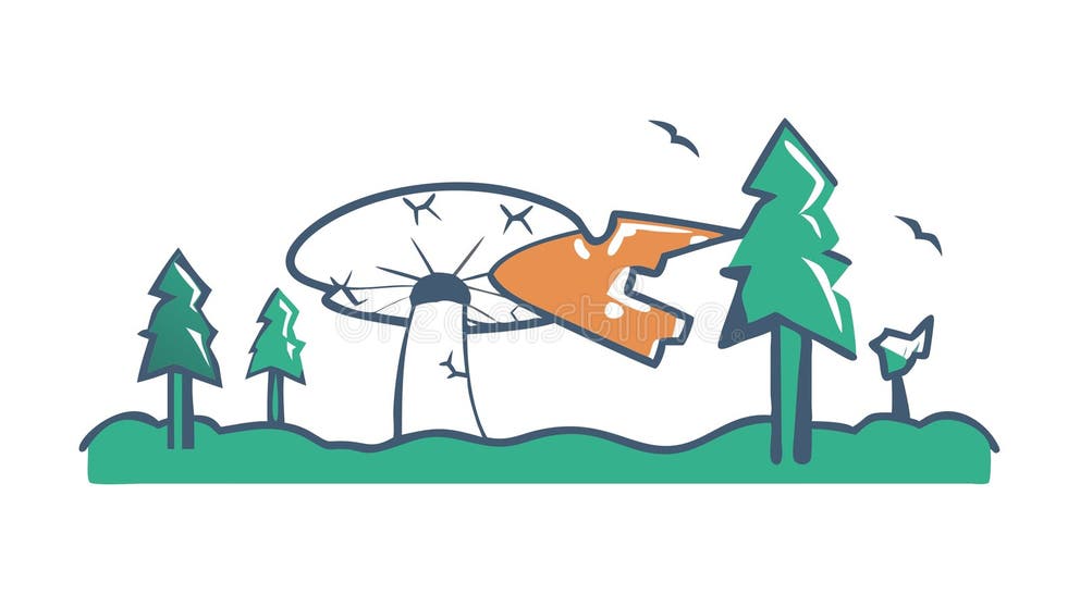 Document Scroll with Tree and Mountains Icon, Vector Design Generative ...