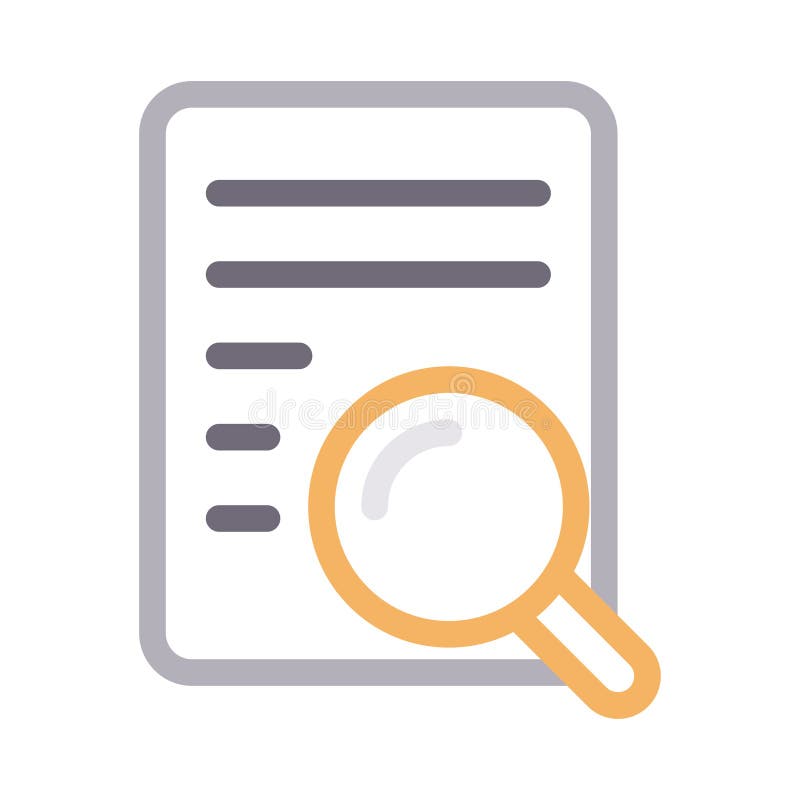 Document Search Vector Color Line Icon Stock Illustration ...
