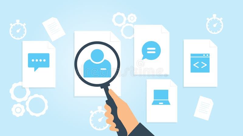 Document with Search Icons. File and Magnifying Glass. Analytics ...