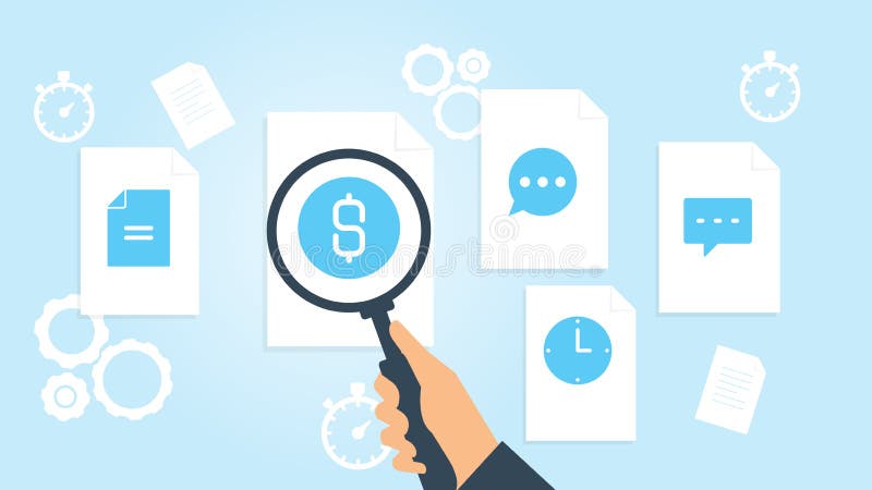 Document with Search Icons. File and Magnifying Glass. Analytics ...