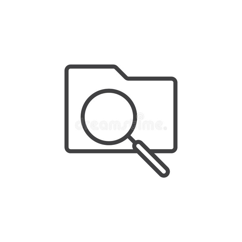 Document Search Outline Icon Stock Vector - Illustration of glass ...