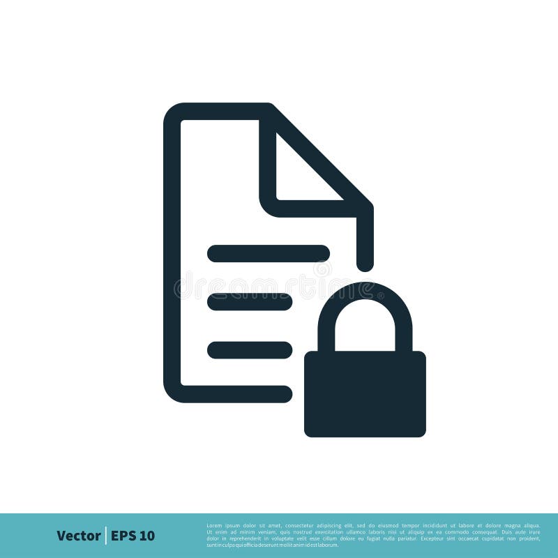 Document Secure, Paper and Padlock Icon Vector Logo Template ...