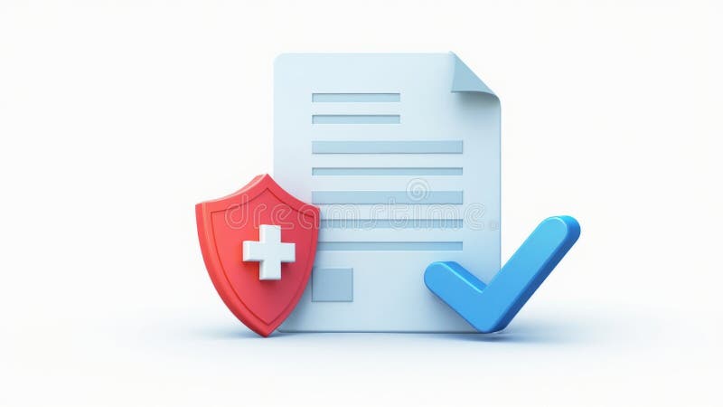 A Document Secured by a Shield and Marked with a Checkmark Symbolizes ...