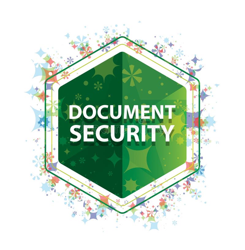 Document Security Floral Plants Pattern Green Hexagon Button Stock ...