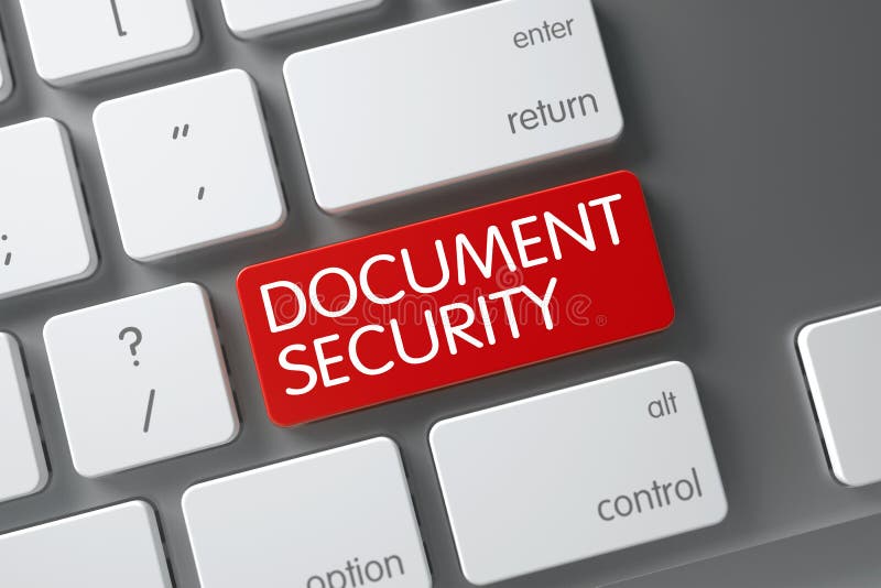 Document Security - Red Key. 3D. Stock Image - Image of encryption ...