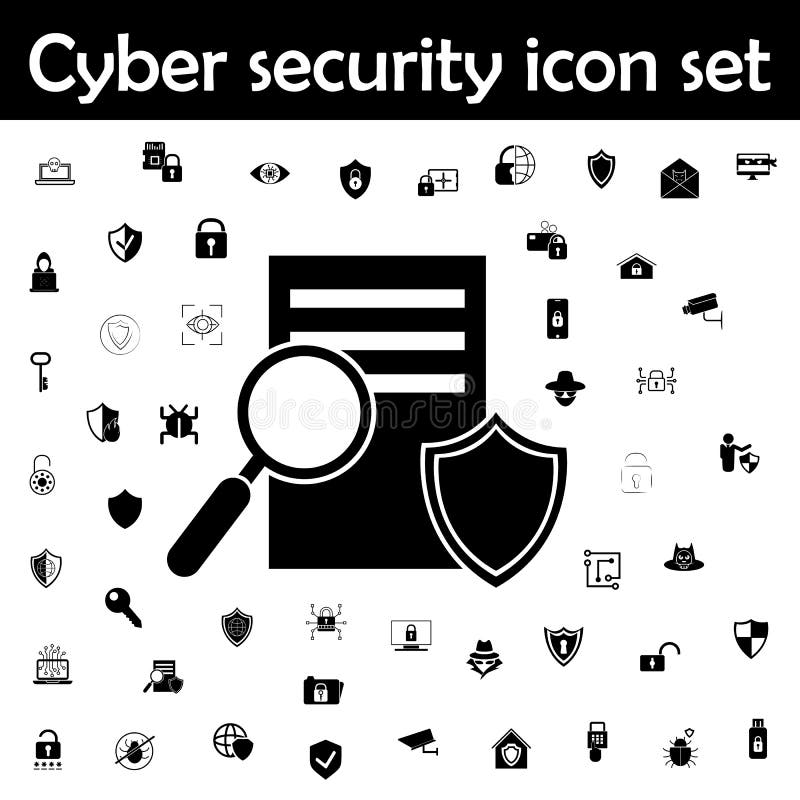 Document with Security Shield Sign Icon. Cyber Security Icons Universal ...